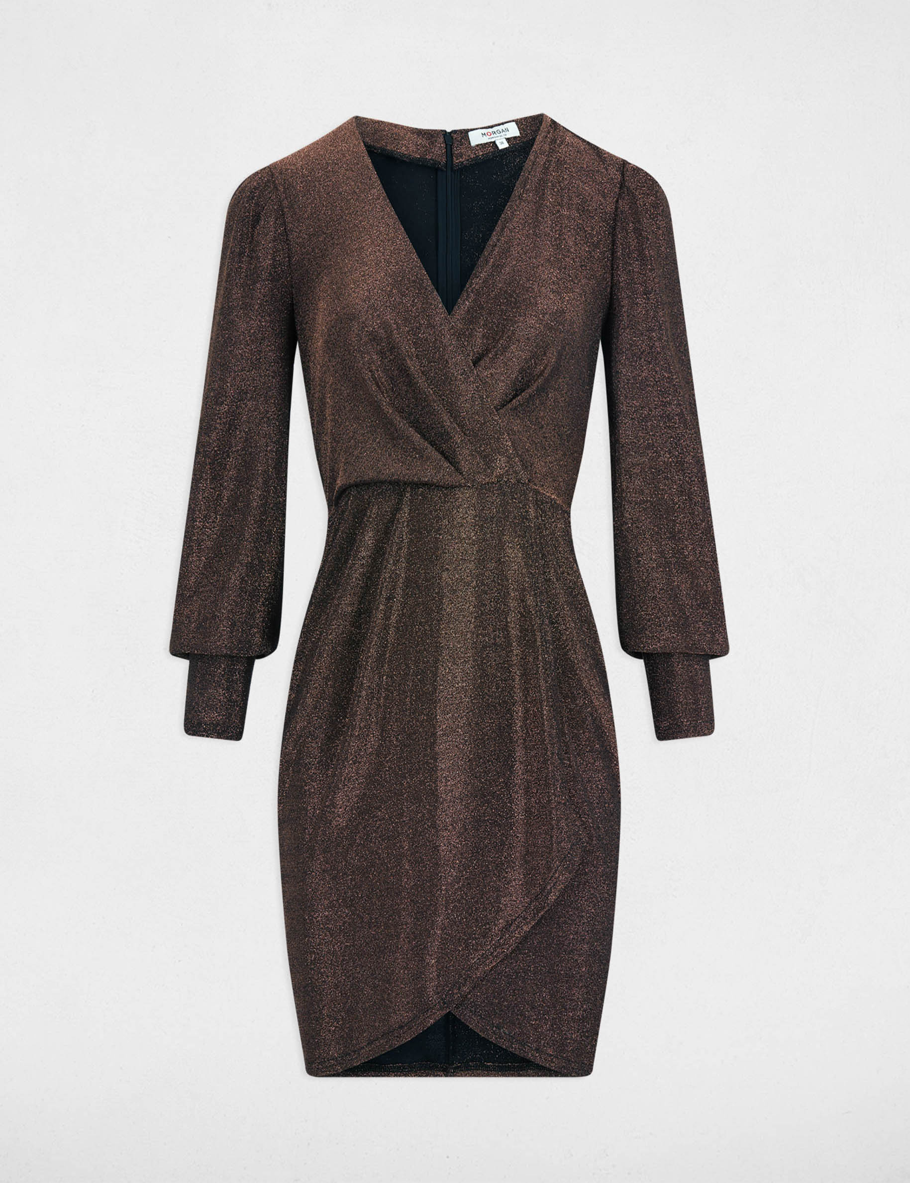 Vestido ajustado hilos metalizados color bronce mujer | Morgan
